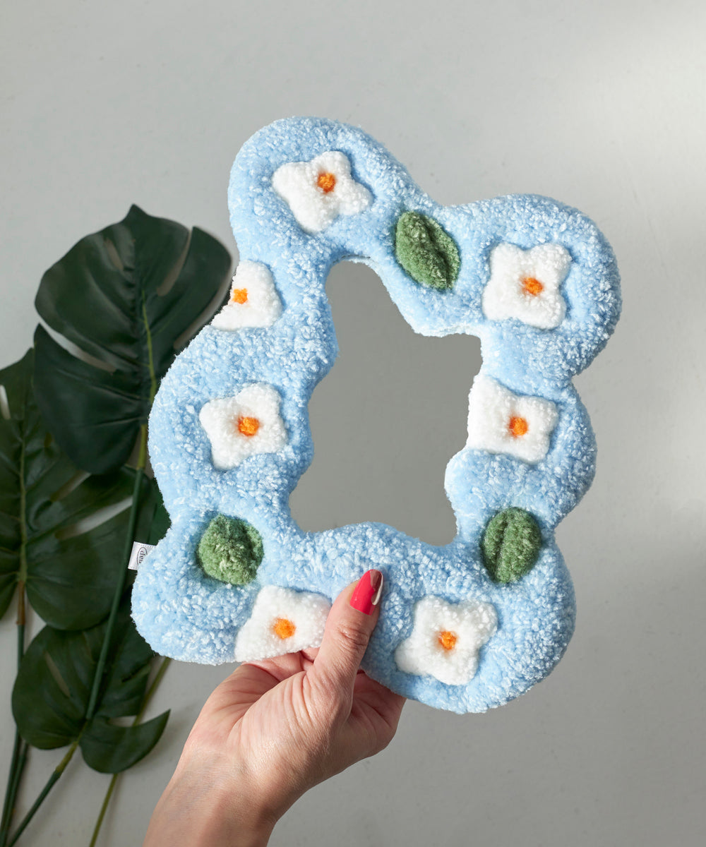 【CITY SHED】Flower Tufting Mirror Blue - naproom